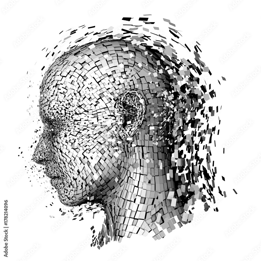 Shattered head stress depression concept vector illustration. Stock ...