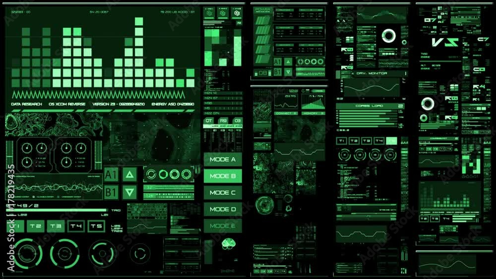Deep green futuristic interface/Digital screen/Detailed abstract ...