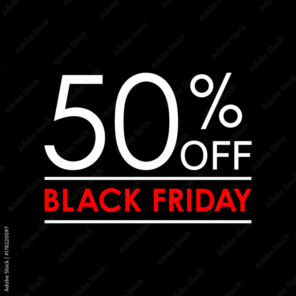 50% off. Black Friday sale and discount banner. Sales tag design ...