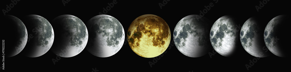 NASA. Cycle of the moon. A circle of the growing moon. Stock Photo ...