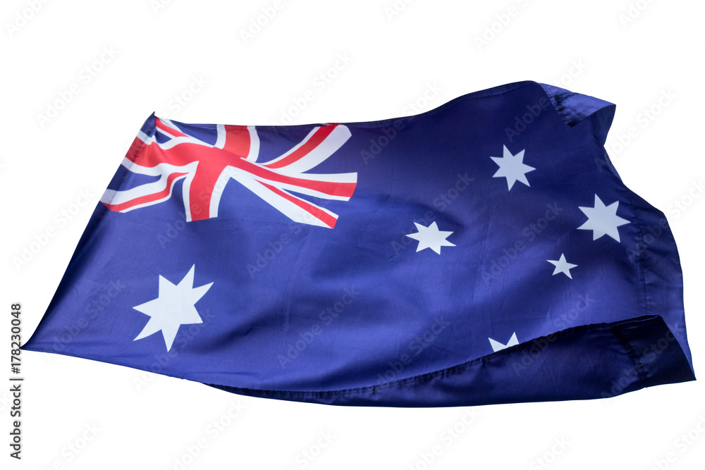 Flag of australia national isolated with moving wave on the flag on ...