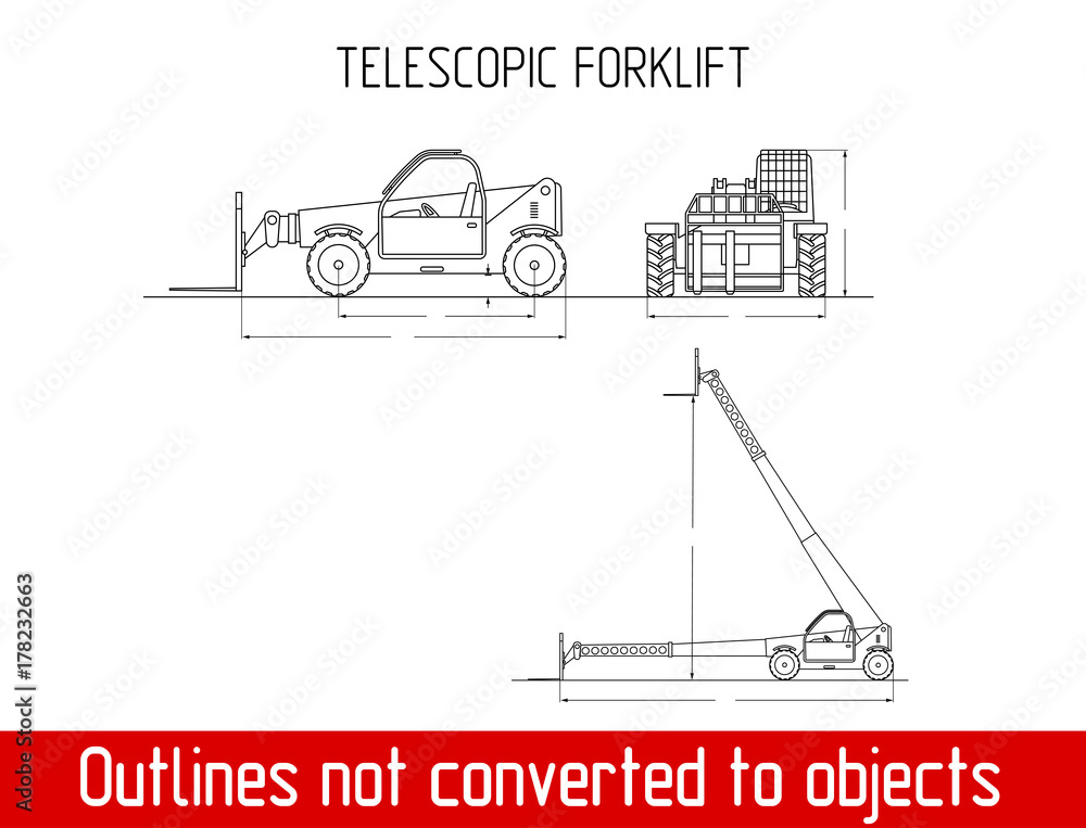 typical Telescopic handler with fork industrial crane overall ...
