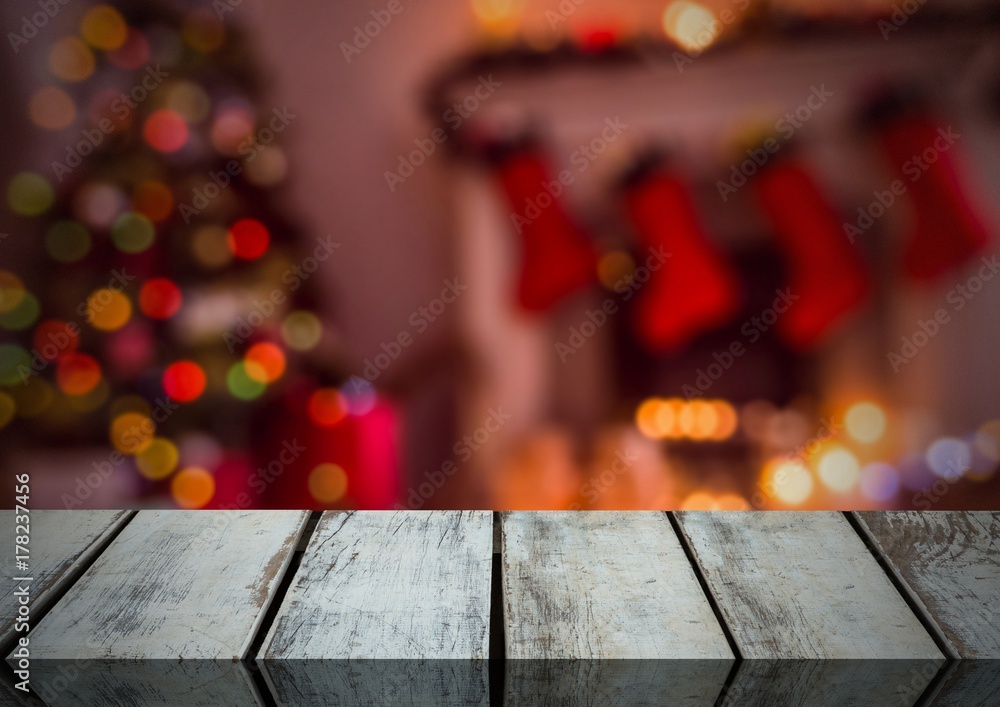 Wooden floor with Christmas theme background Stock Photo | Adobe Stock