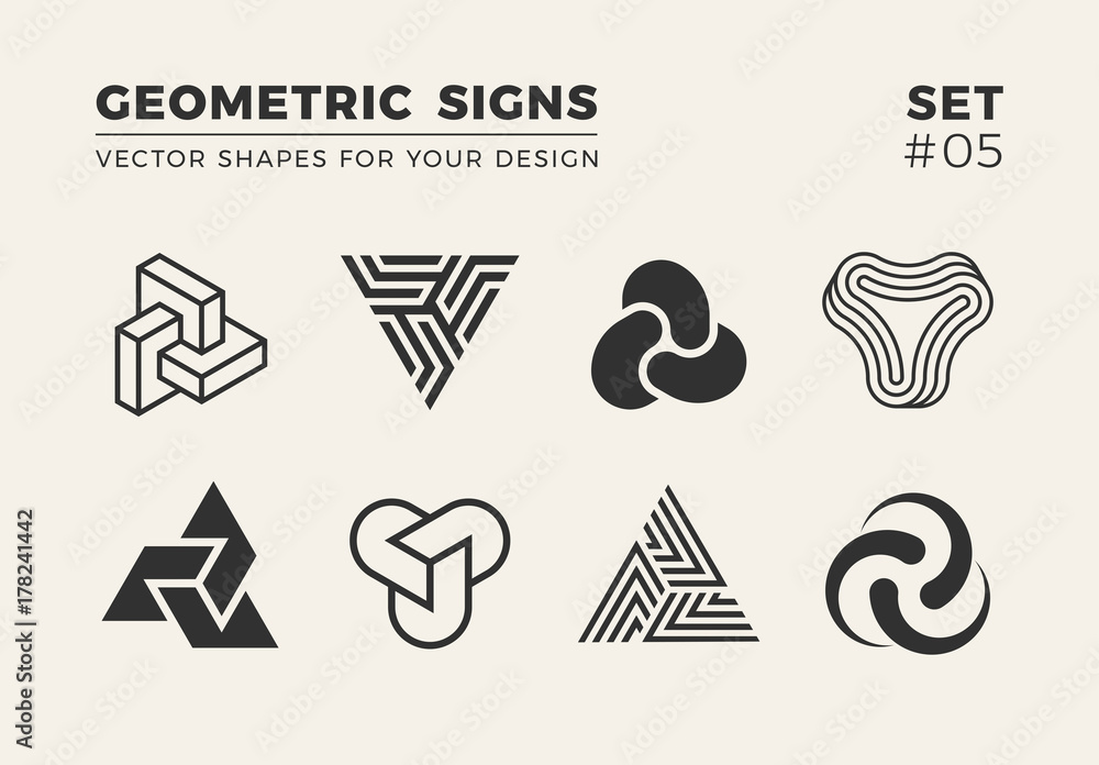 Set of eight minimalistic shapes. Stylish vector logo emblems for Your ...