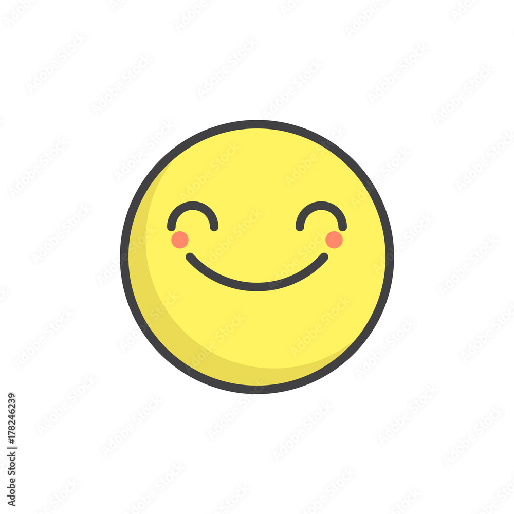 Smiling face with smiling eyes emoticon filled outline icon Stock ...
