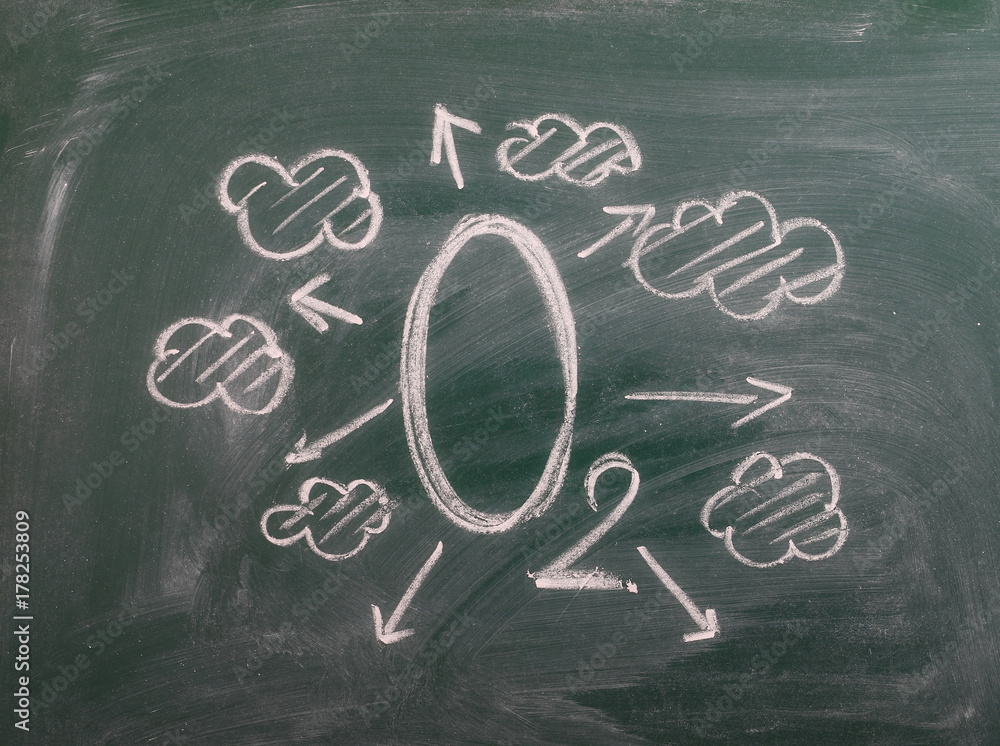 Chemical formula, oxygen on chalkboard, blackboard texture Stock Photo ...