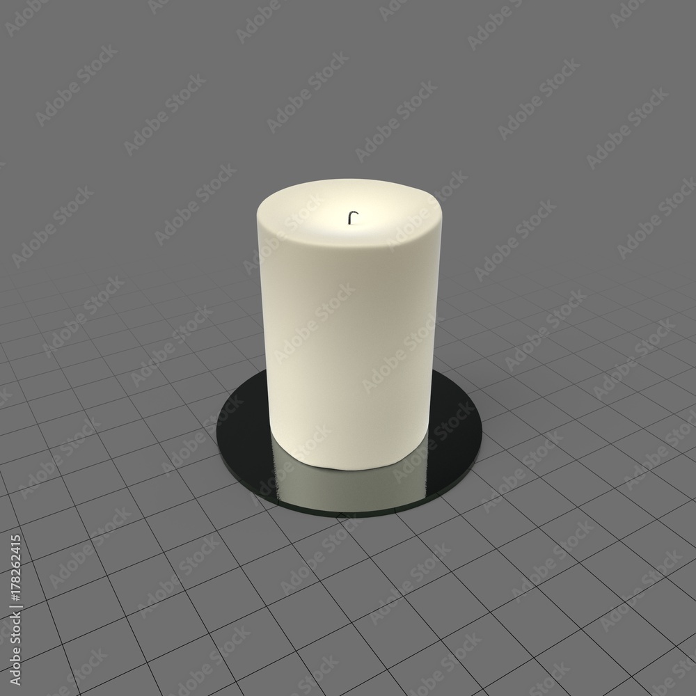 Round candle with holder Stock 3D asset | Adobe Stock