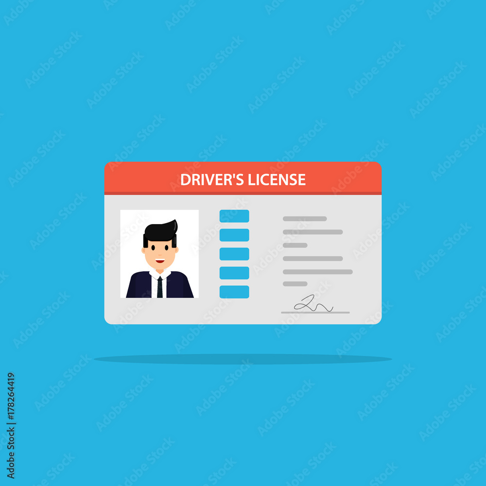 Illustration of the car driver's license identification card with photo ...