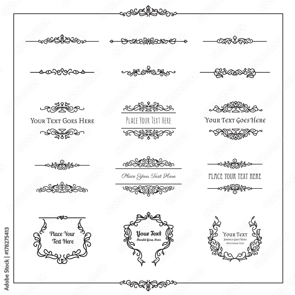 Decorative Divider & Frame Element Set. For any purpose of your designs ...