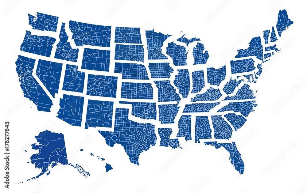 A vector map with all states in separate layers. Stock Vector | Adobe Stock