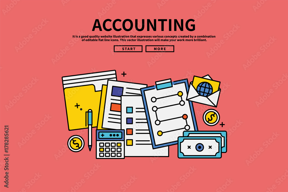 Vintage retro color style flat line vector editable graphic ...