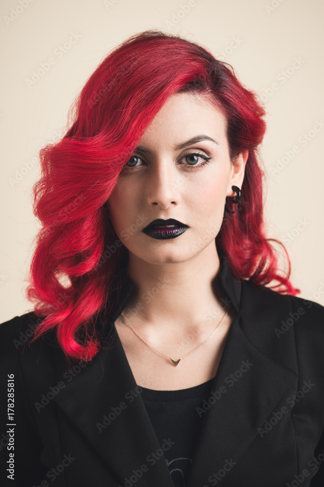 Black And Bright Red Hair