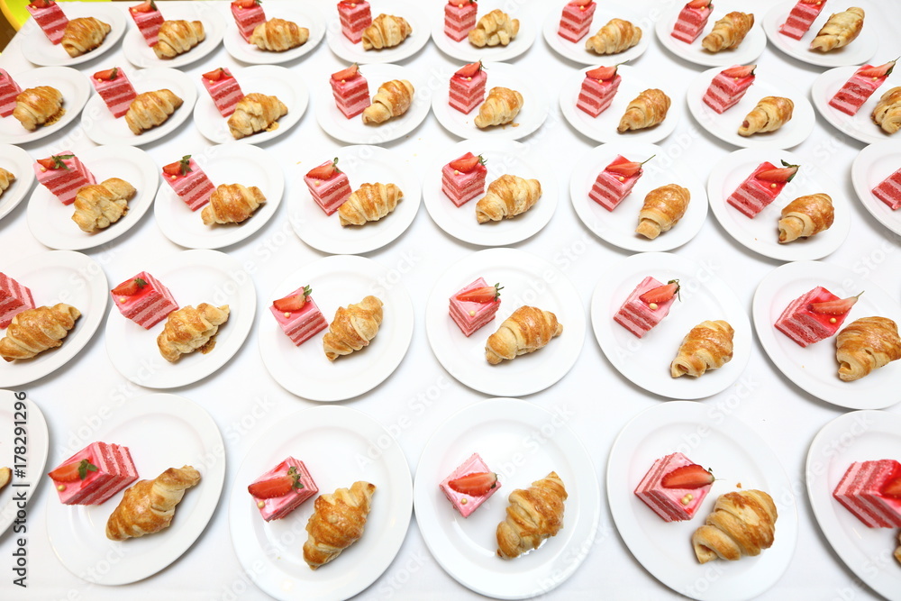 Pattern Arrangement of coffee break snack in complete set ready for ...