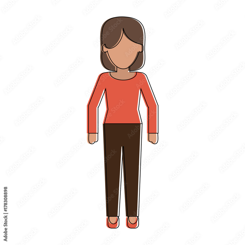 woman with shirt and pants full body avatar icon image vector ...
