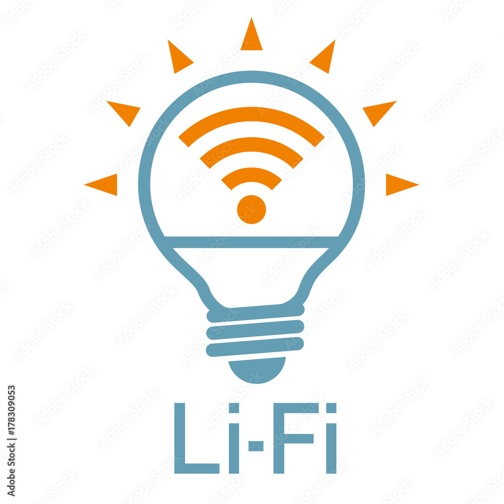 Li-Fi (Light Fidelity, wireless communication technology by LED) icon ...