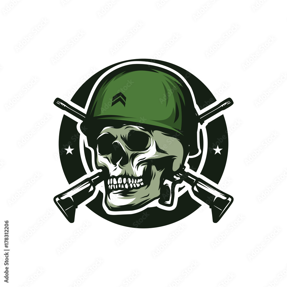 Skull soldier army vector logo design illustration Stock Vector | Adobe ...