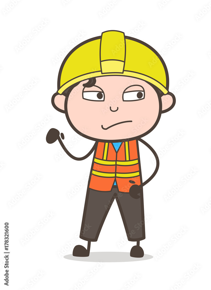 Unamused Face Expression - Cute Cartoon Male Engineer Illustration ...