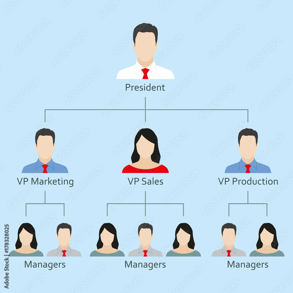 Hierarchy or organization chart with people icons. Structure of company ...