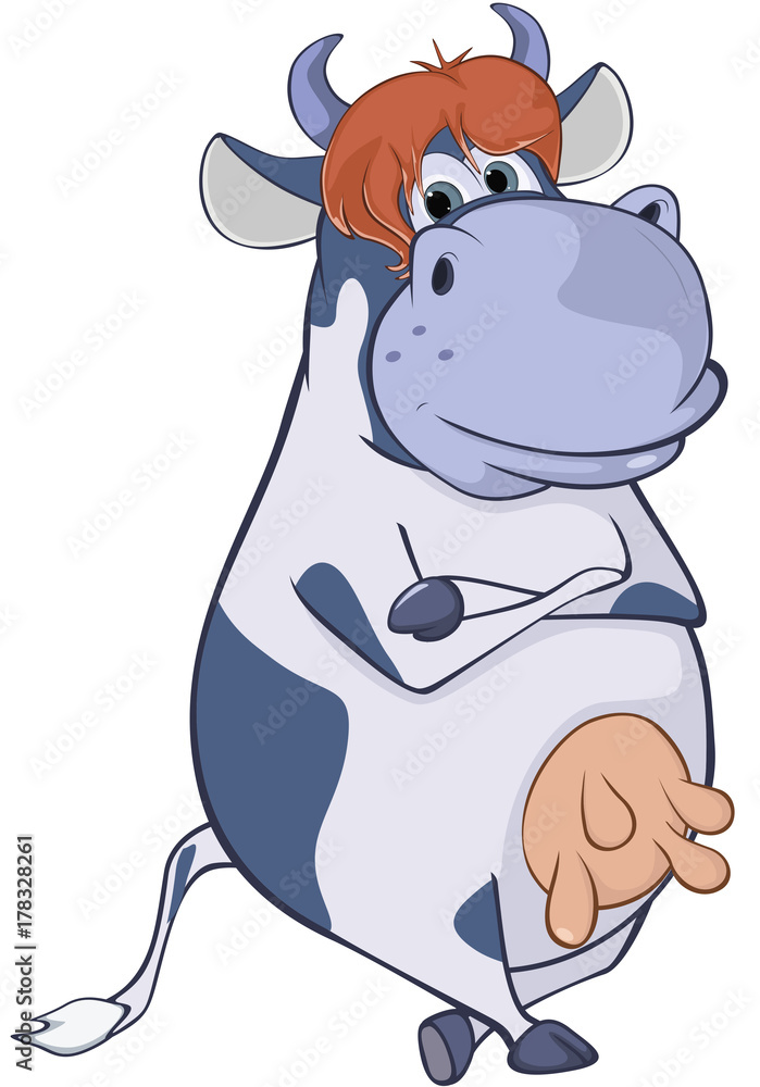 Illustration of a Cute Cow. Cartoon Character Stock Vector | Adobe Stock