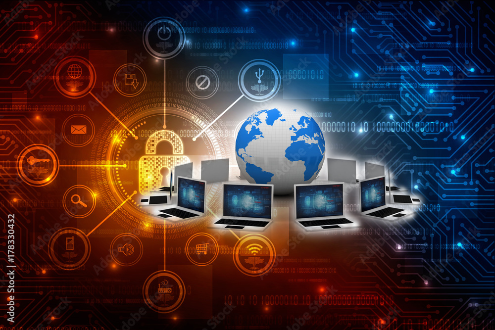 3d rendering Computer network Stock Illustration | Adobe Stock