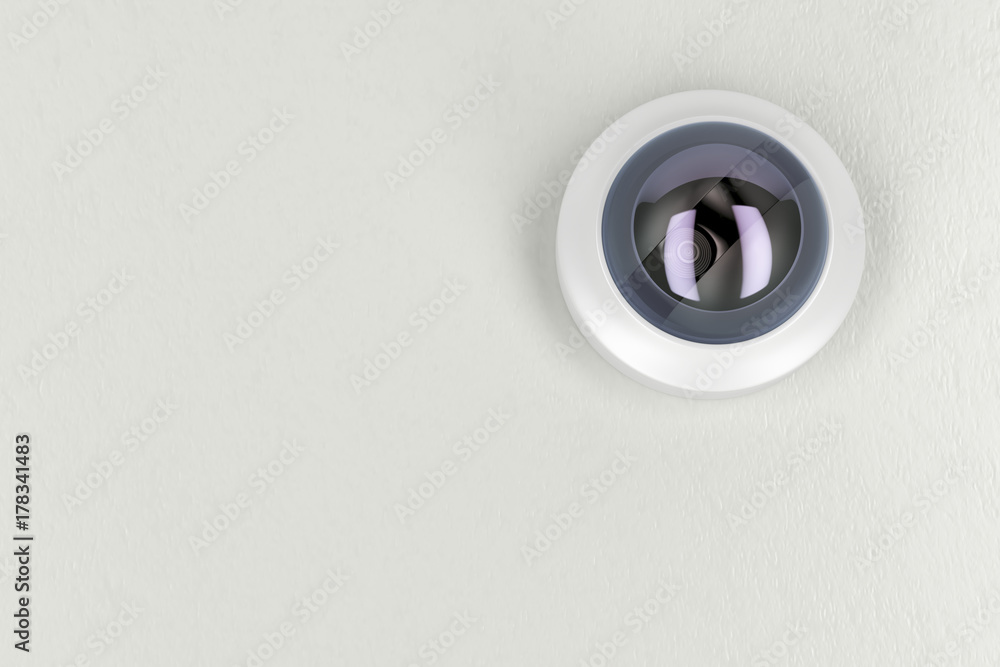 CCTV camera on white ceiling Stock Photo | Adobe Stock
