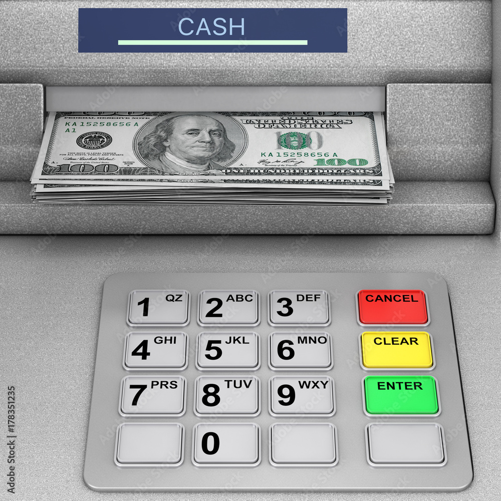 Bank Cash ATM Machine. 3d Rendering Stock Photo | Adobe Stock