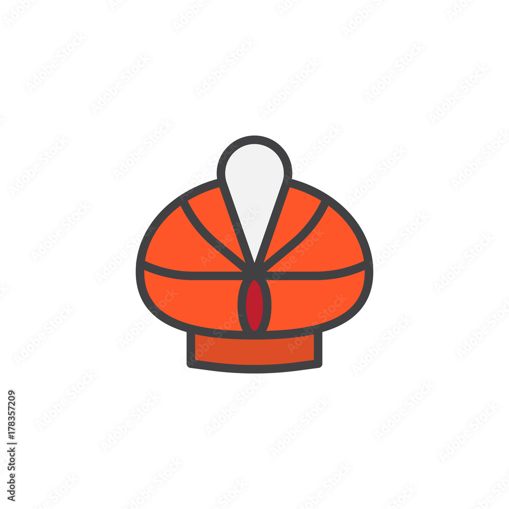 Turban hat filled outline icon, line vector sign, linear colorful ...