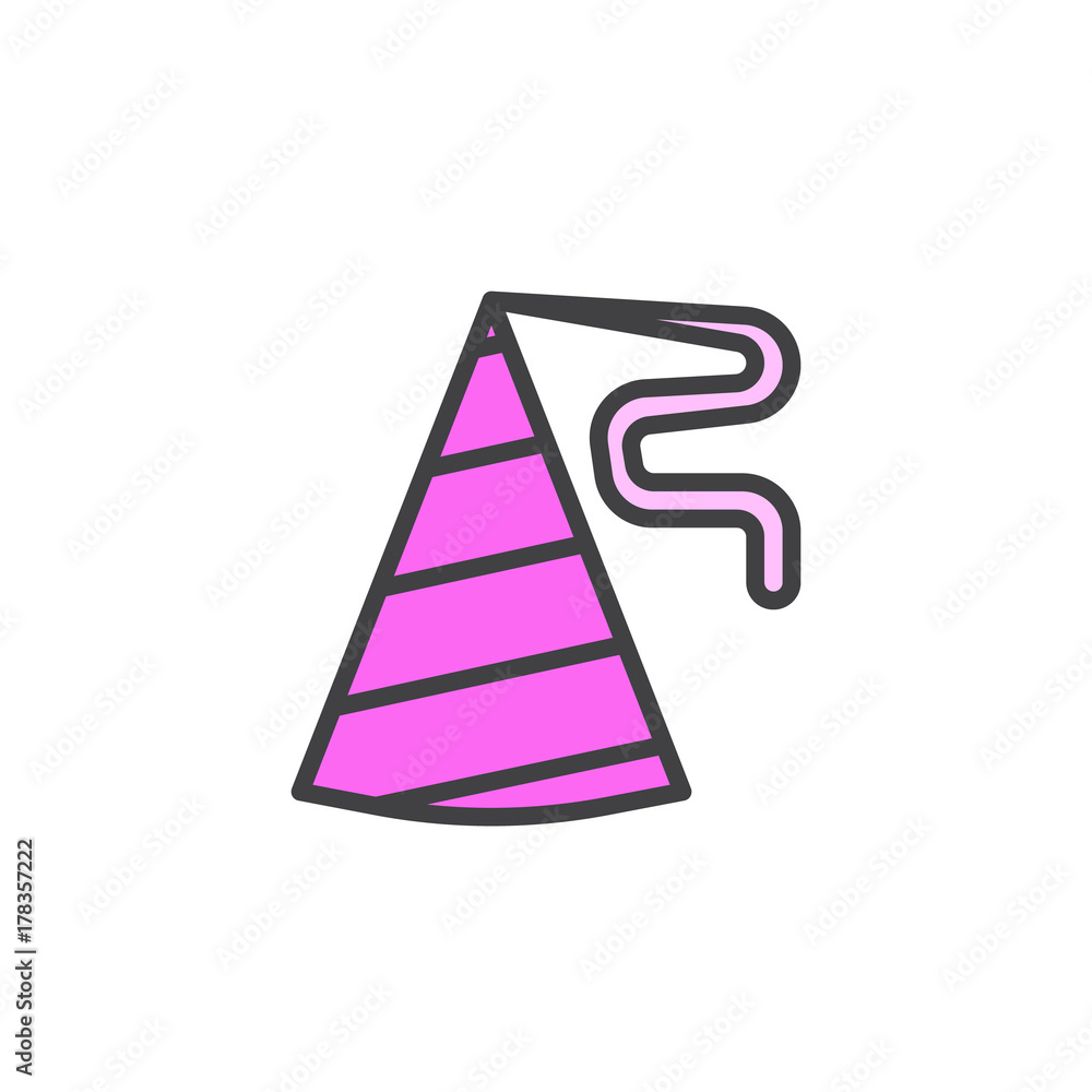 Princess hat filled outline icon, line vector sign, linear colorful ...