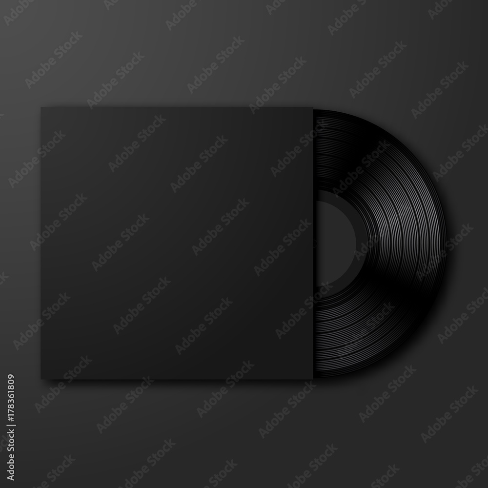Vetor do Stock: Vector vinyl record on black background. Stylish vinyl ...