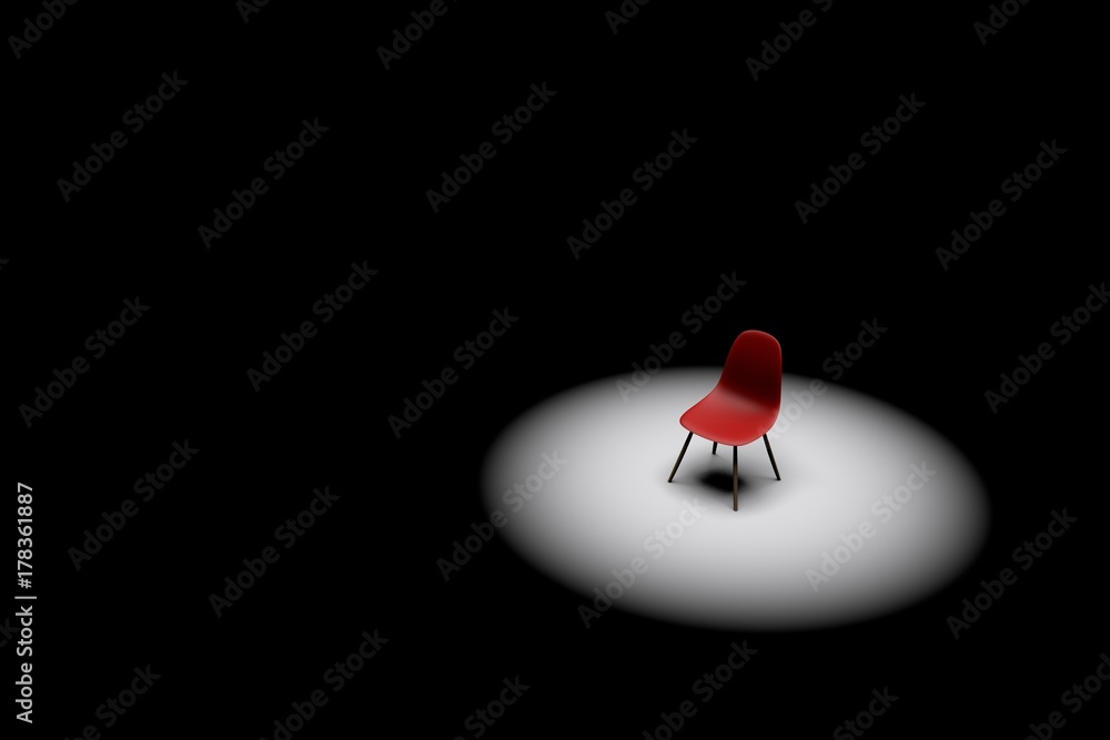 Red chair in a bright spotlight. Business leadership. recruitment ...