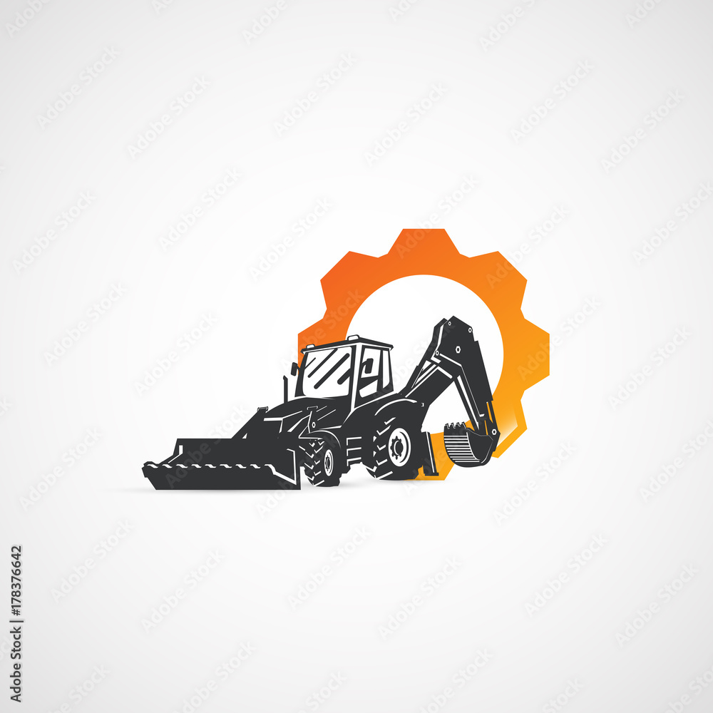 Vector Backhoe tractor and gear, buildings equipment. vector de Stock ...