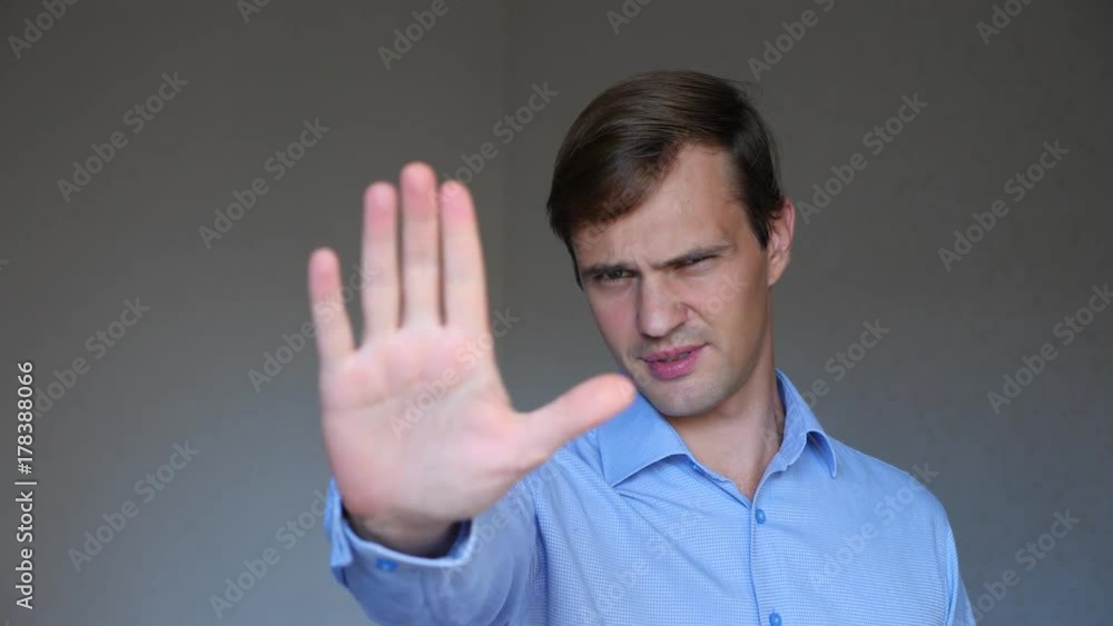 4k. Close up. portrait of a young man. body language and gestures ...