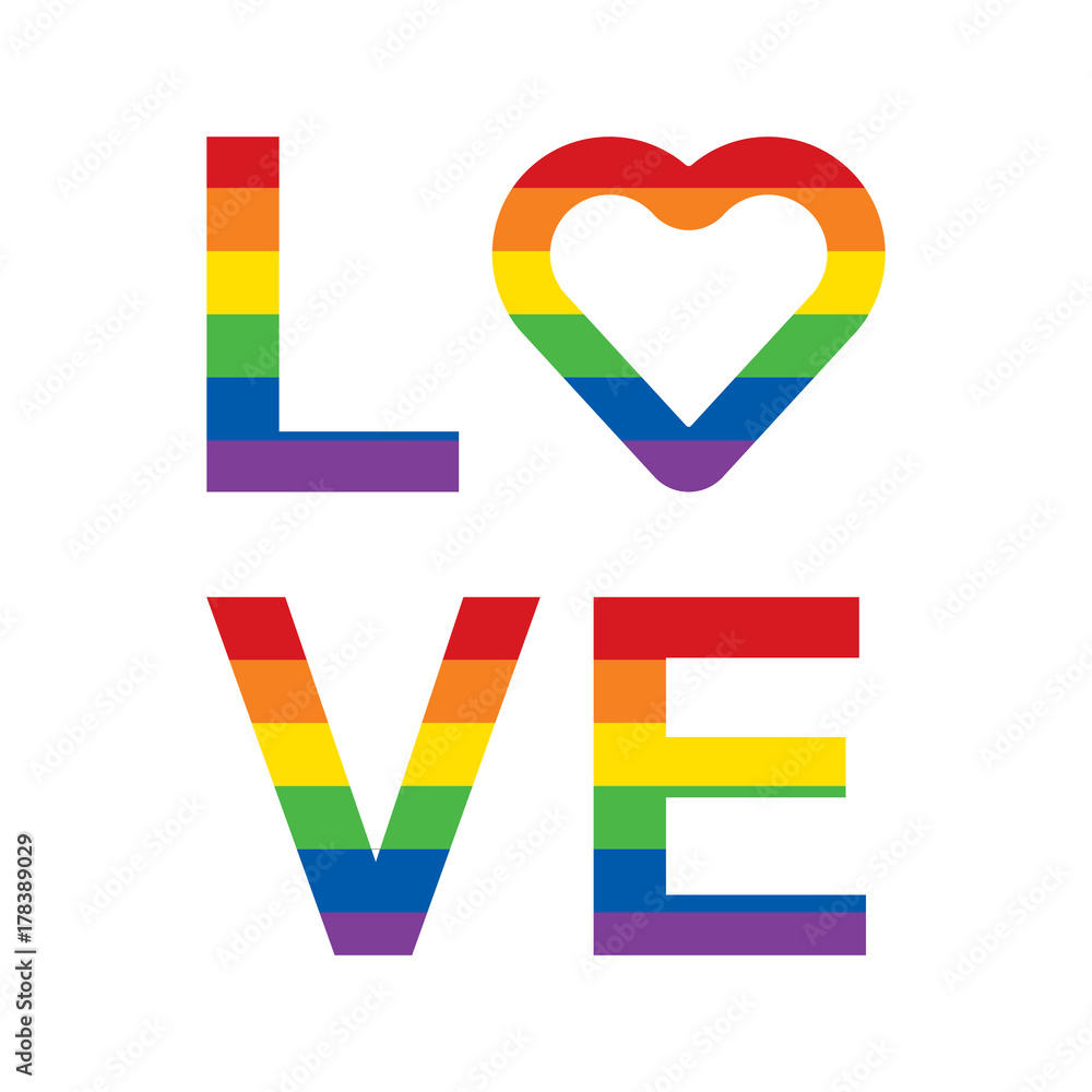 LGBT rainbow equality symbols. Love slogan. Vector illustration. Stock ...