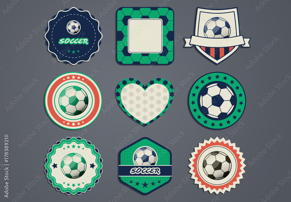 Soccer Labels Set Stock Template | Adobe Stock