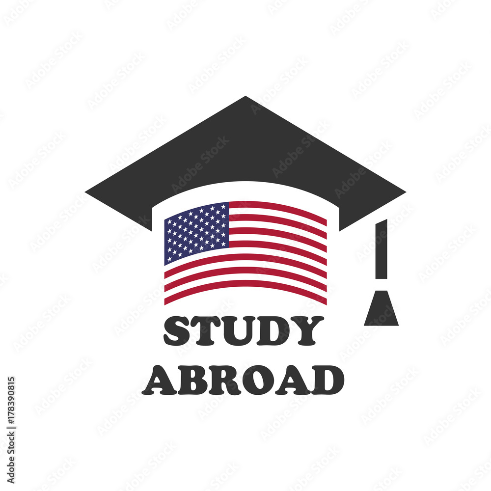 Graduate cap with stylized USA flag. vector illustration. Education ...