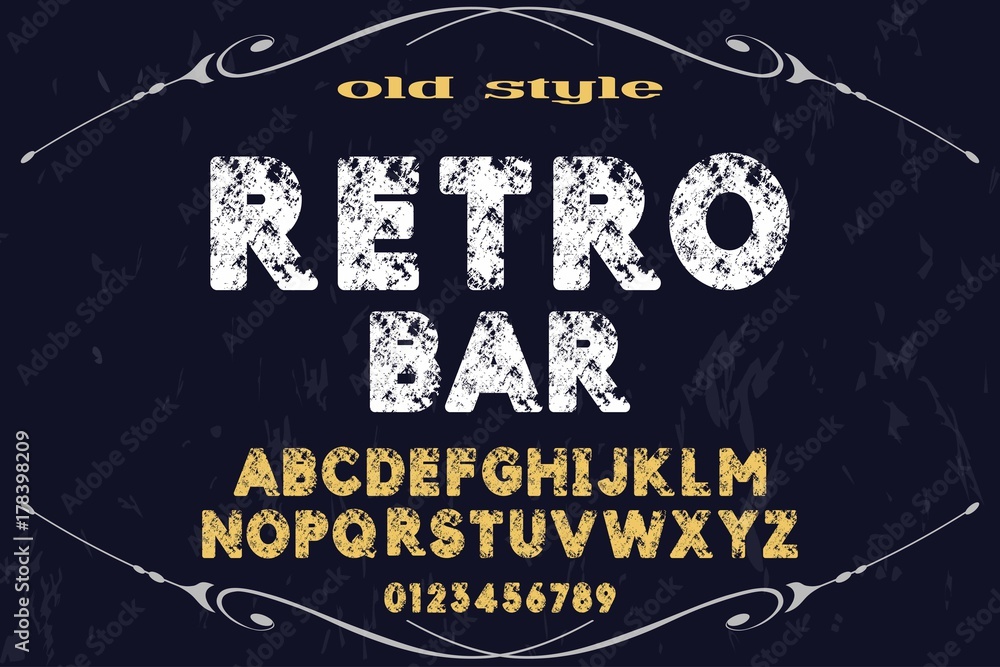 Font Hand drawn vector script ornaments calligraphic Alphabet typeface ...