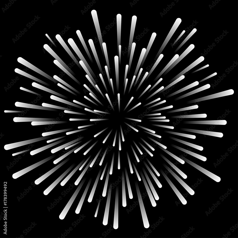 Cosmic explosion, starburst, radial line rays. Abstract space ...