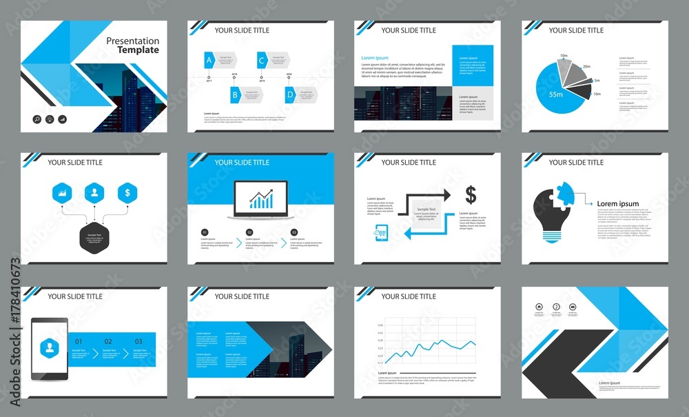 business presentation template design and page layout design for ...