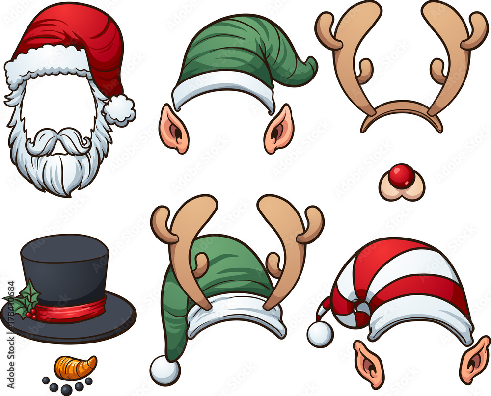 Christmas hats. Vector clip art illustration with simple gradients ...