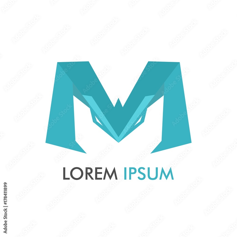 Letter M for Cyborg Head Robot Logo Design and Concept Vector ...