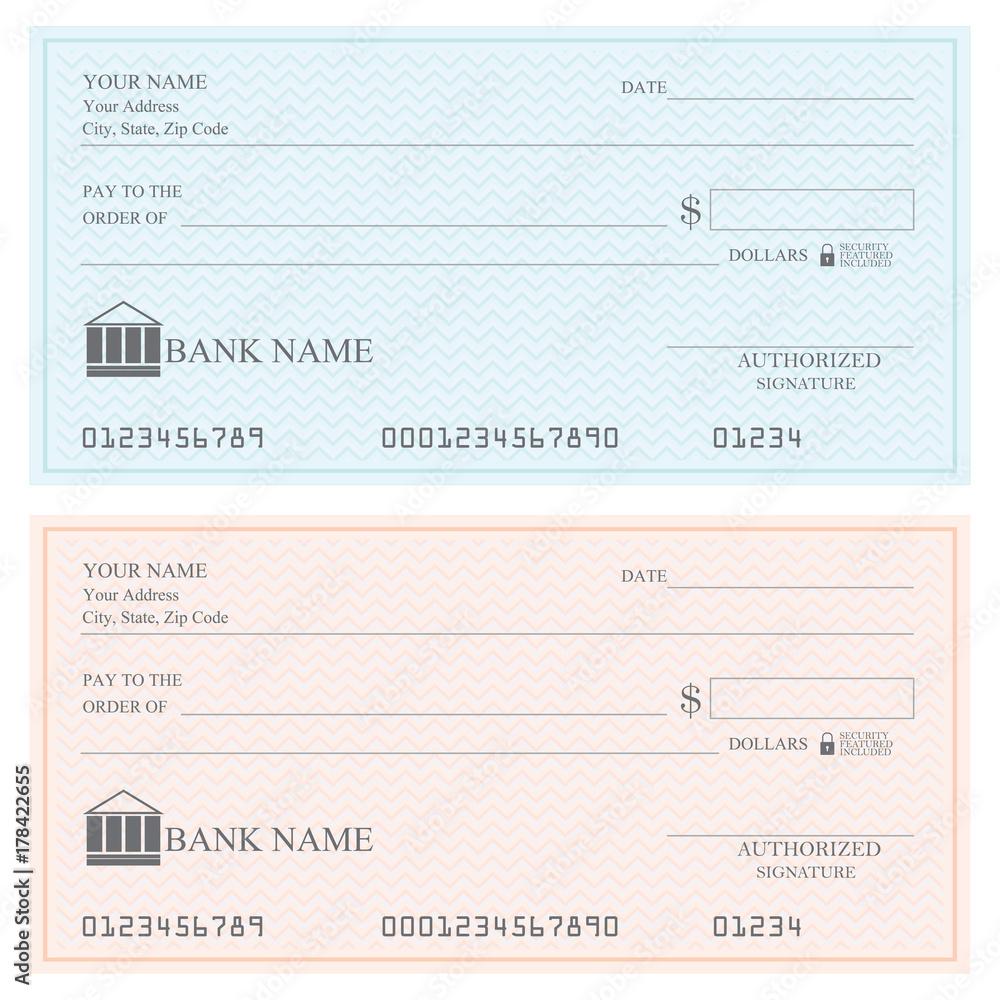 Blank bank checks or cheque book . Stock Vector | Adobe Stock