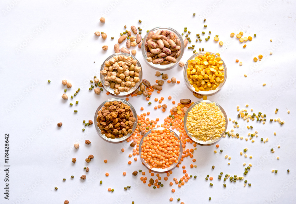 Collection of Various Seeds in Black Gram, Red Lentils, Masoor Dal ...