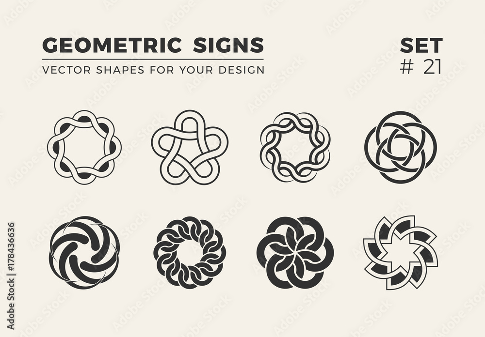 Set of eight minimalistic trendy shapes. Stylish vector logo emblems ...