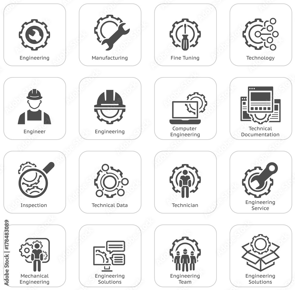 Line Engineering Icons Stock Vector | Adobe Stock