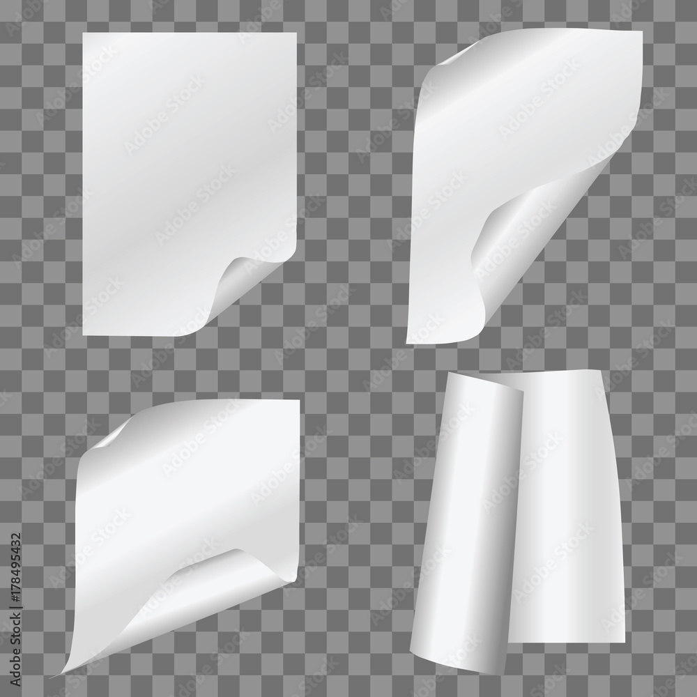 Vector set of simple folded papers on transparent background. Stock ...