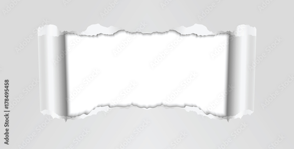Symmetrical vector torn paper hole with white background. Stock Vector ...