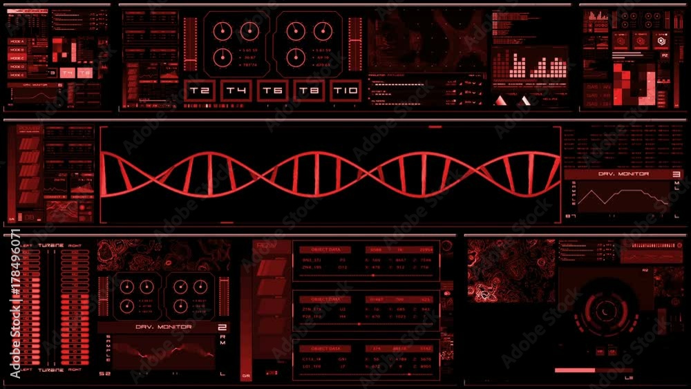 Video Stock Red futuristic interface/Digital screen/Detailed abstract ...