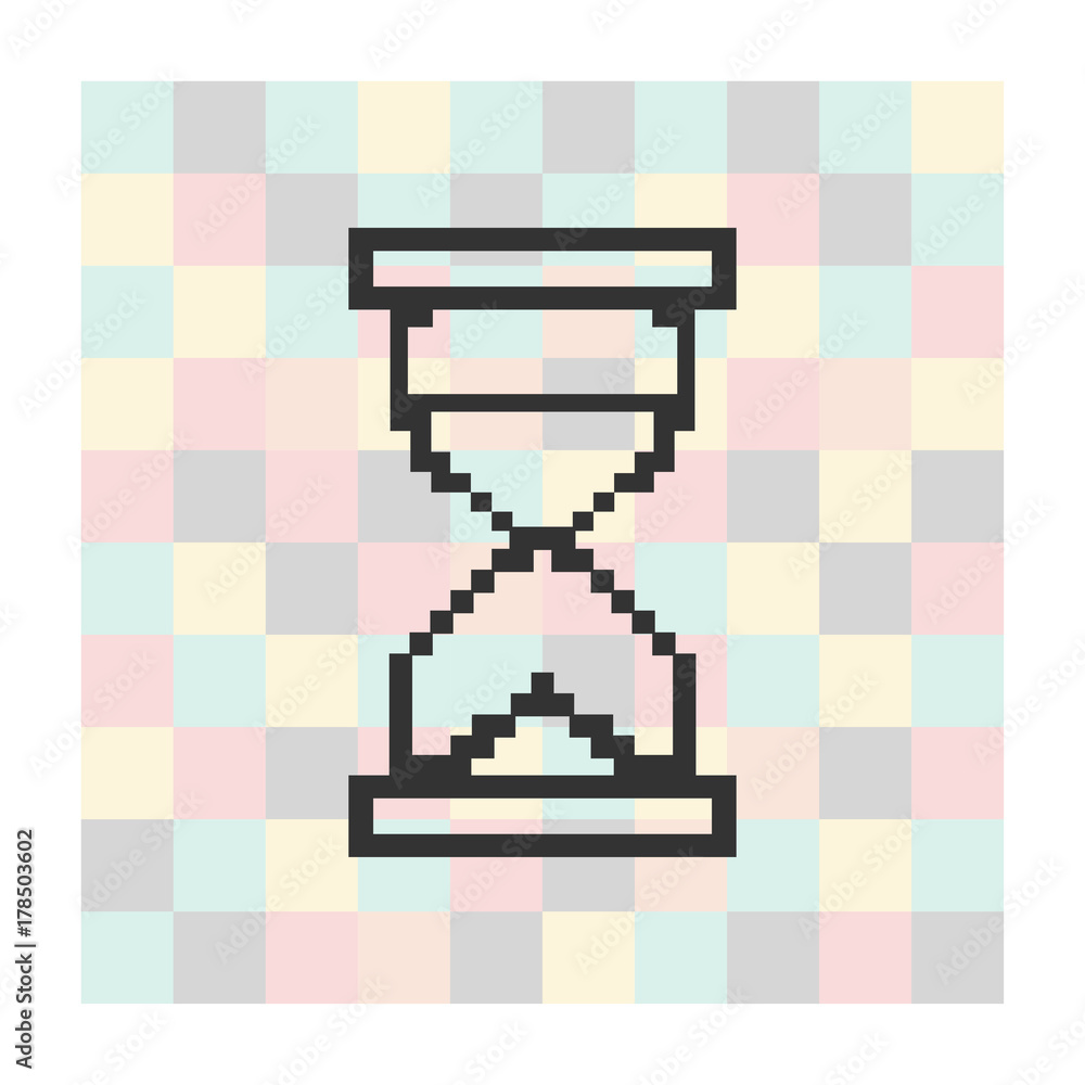 Vector pixel icon hourglass on a square background Stock Vector | Adobe ...