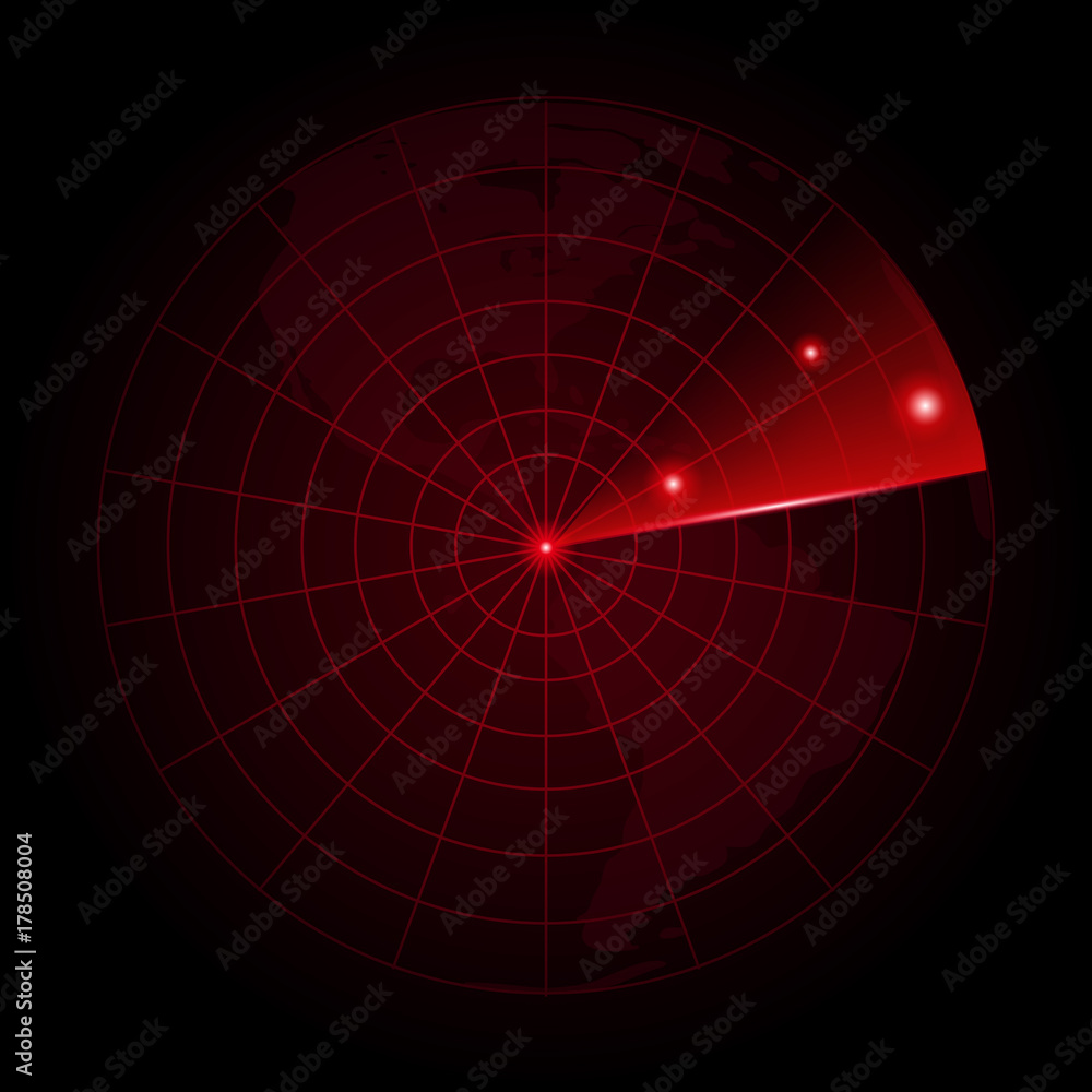 Realistic vector radar in searching. Radar with the aims on itVector ...