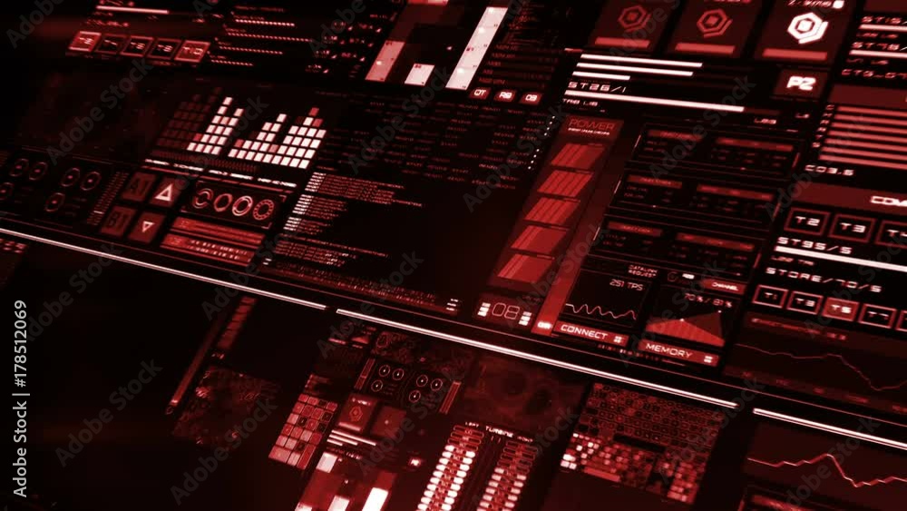Perspective view of red futuristic interface/Digital screen/Detailed ...